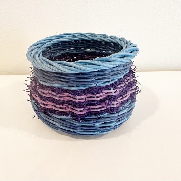 Accents | Vintage Artsy Colorful Eclectic Blue And Purple Woven Basket ...